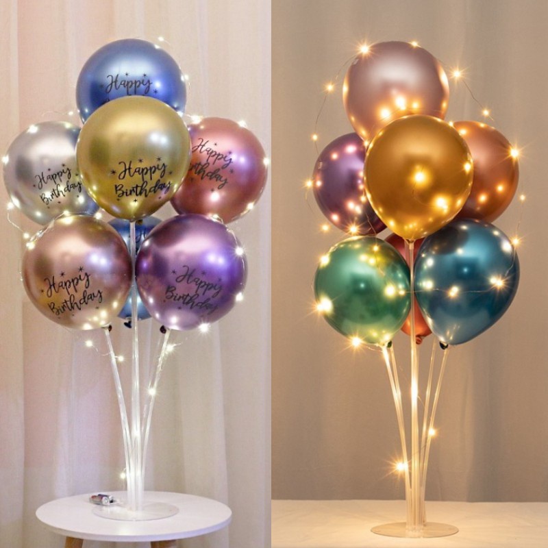 12pcs Balloons Set With LED Light Stick And Cup Stand Holder ...