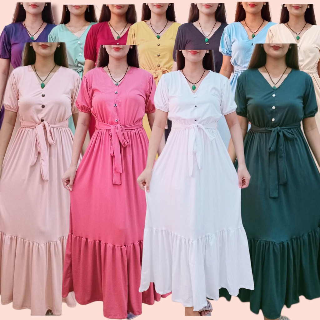 Daphne Puff Maxi Dress Small to 2XL Regular to Plus size Plussize Bigsize Dress | Shopee Philippines