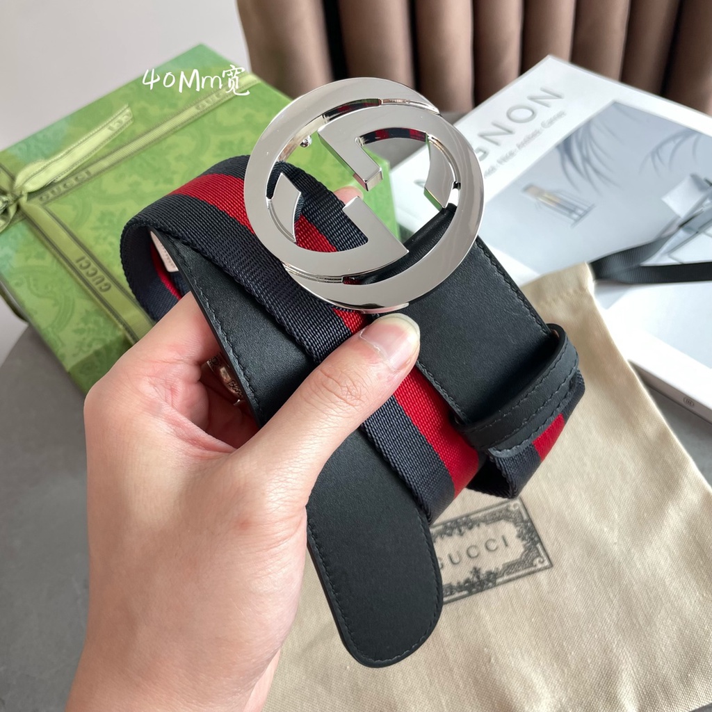 Classic thickened red and green fabric webbing belt / fine fashion men ...