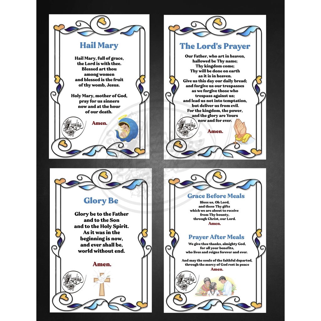 Prayer Kids Educational Laminated Wall Charts Hail Mary, The Lord's ...