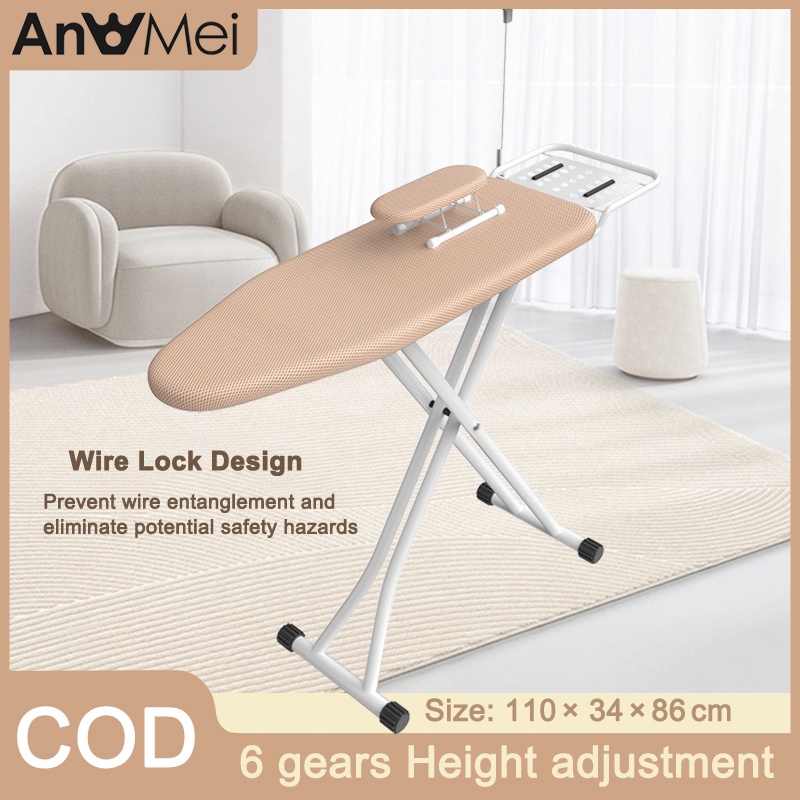 Anmei Ironing Board Ironing Board with Safety Iron Rest 6 Gears Height ...
