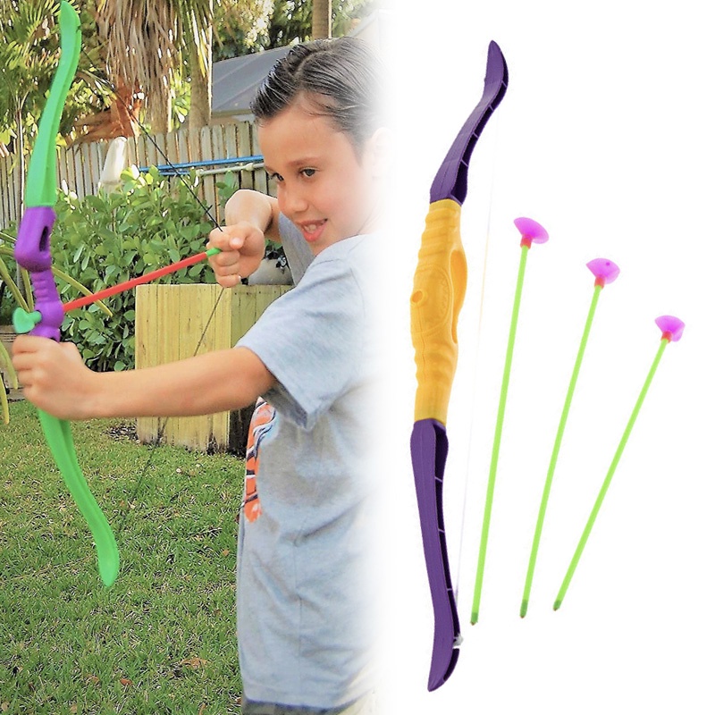 Kids Archery Bow and Arrow Toy Set With 3 Suction Cup Arrows Set ...