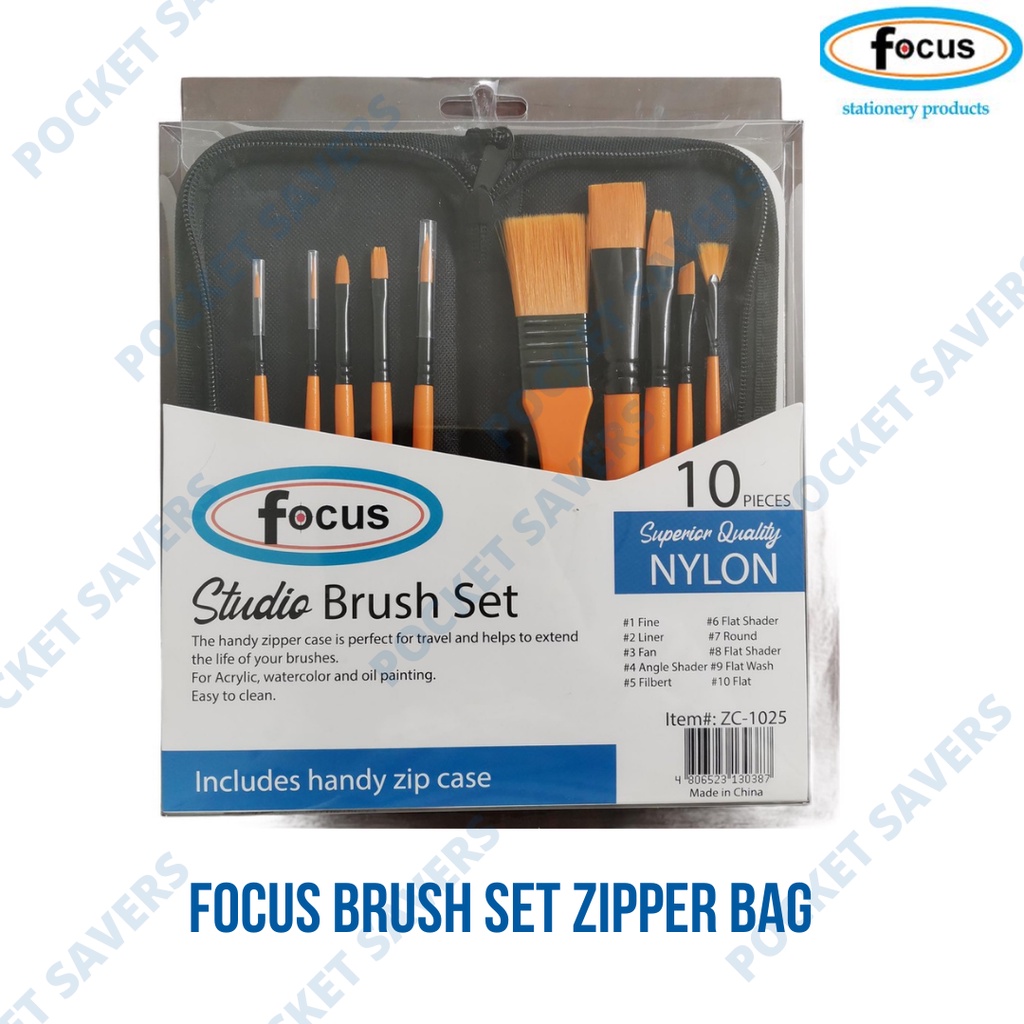 FOCUS Studio Nylon Brush Set (Artist Brushes, Case with Zipper ...