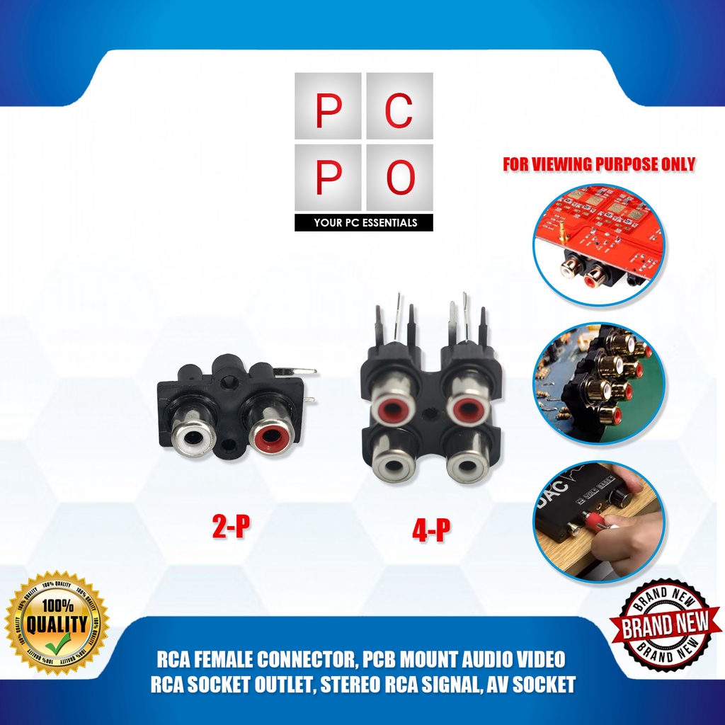 RCA FEMALE CONNECTOR, PCB MOUNT AUDIO VIDEO RCA SOCKET OUTLET, STEREO ...
