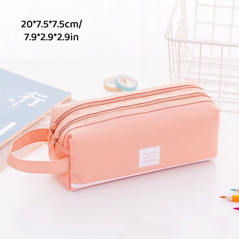 Large capacity pencil case with double pull-out pencil case portable ...