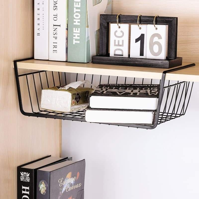 (ONHAND) Ulife Under Shelf Table Storage Basket Rack Desk Wire Cabinet ...