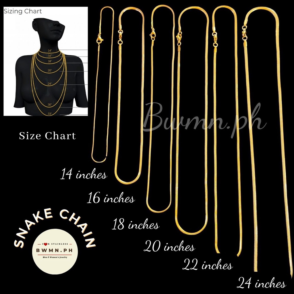 Bwmn.ph Stainless Snake Chain 14, 16, 18, 20, 22, 24 inches Hypo ...
