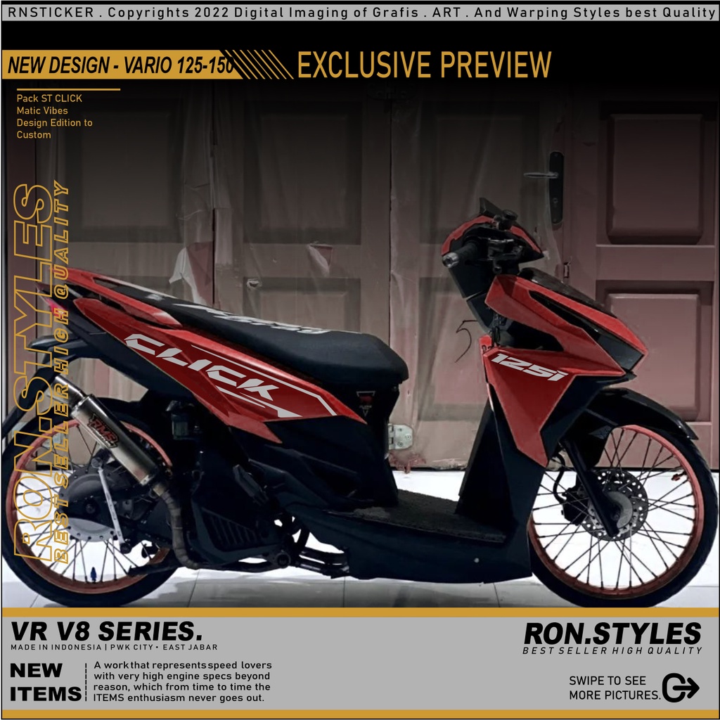 V8 CUTTING STRIPING VARIATIONS VARIO 125-150 LED CLICK SIMPLE STICKER ...