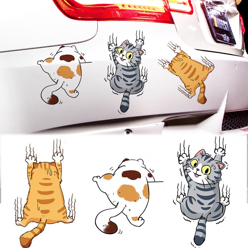 Cartoon Cat Stickers,Funny Cat Scratch Cover Car Decals,Car Body ...