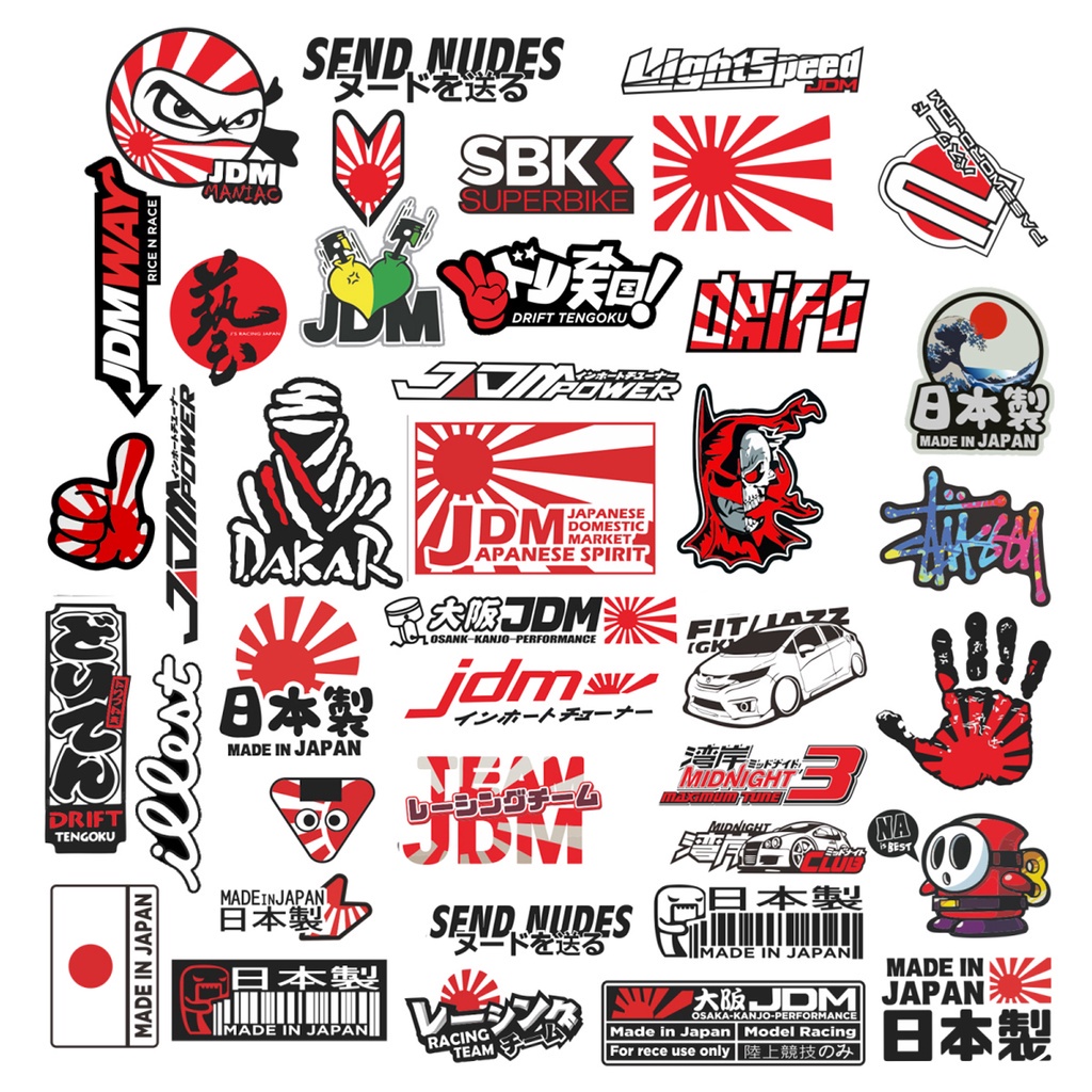 40pcs/bag mix design japan jdm stickers for motorcycle helmet stickers ...