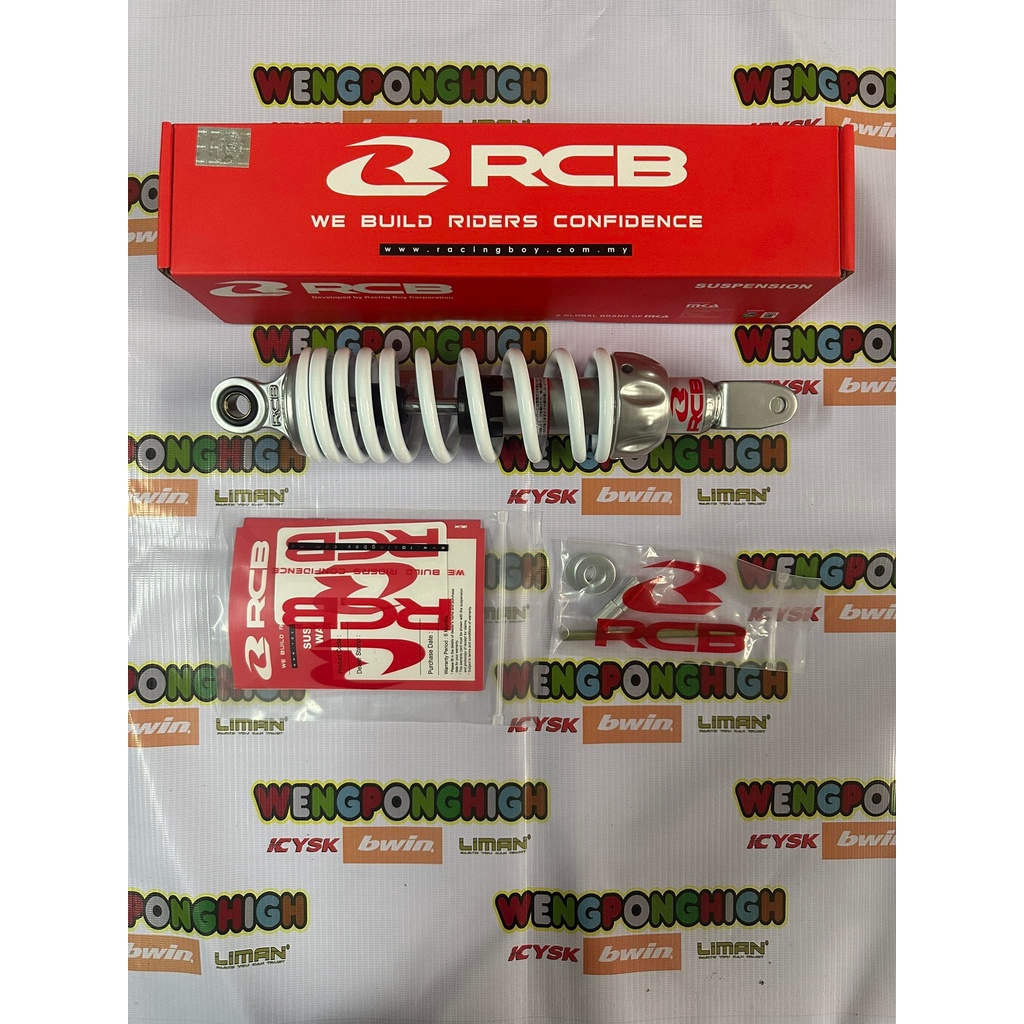 RCB REAR SHOCK MIO/BEAT/FINO/SKYDRIVE 295MM A2 SERIES WHITE/SILVER ...