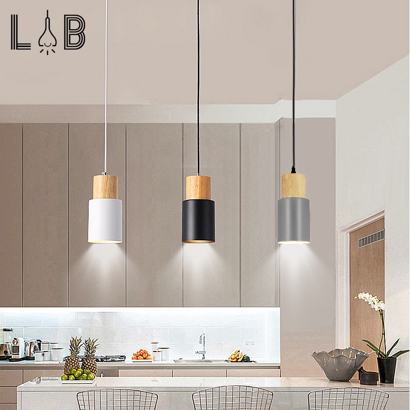 【Free Bulb】Pendant Light Nordic Solid Wood Macaron Drop Light ...