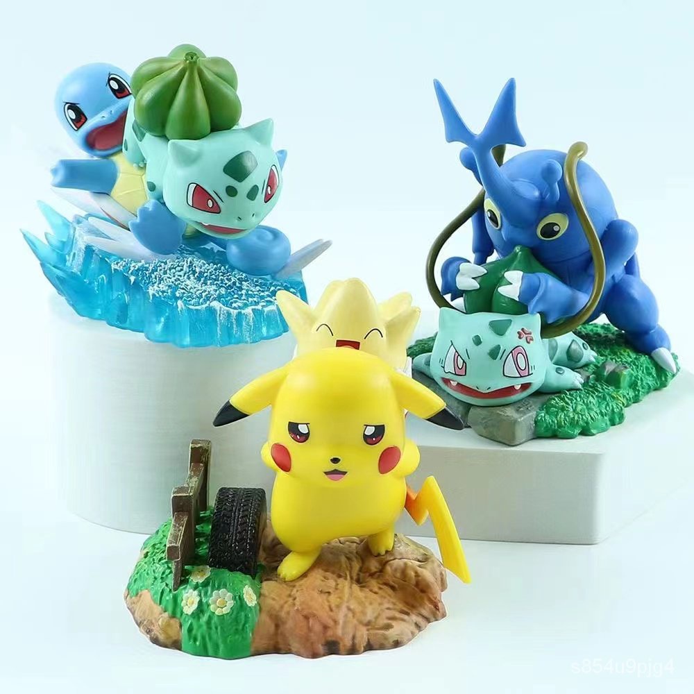 Pokemon Wonderful Frog Seed Pikachu Jeni Turtle Pokemon Pokemon Model Figure Scene Ornament