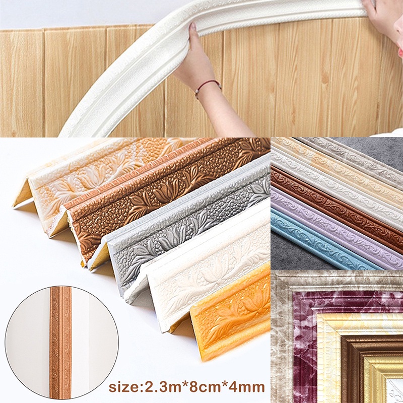 3D Foam Border Wallpaper (2.3M*8CM) Self-adhesive Waterproof Corner ...