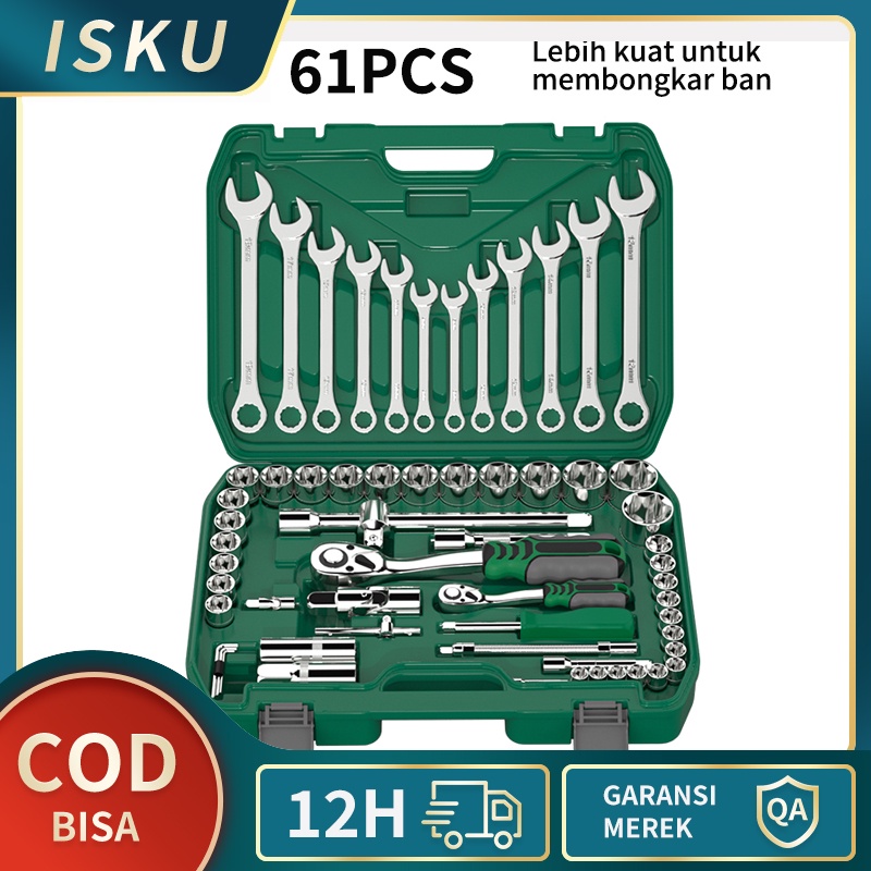 Isku Socket Wrench Set 61/82pcs Tool kit Set 61pcs 72tooth Rachet ...