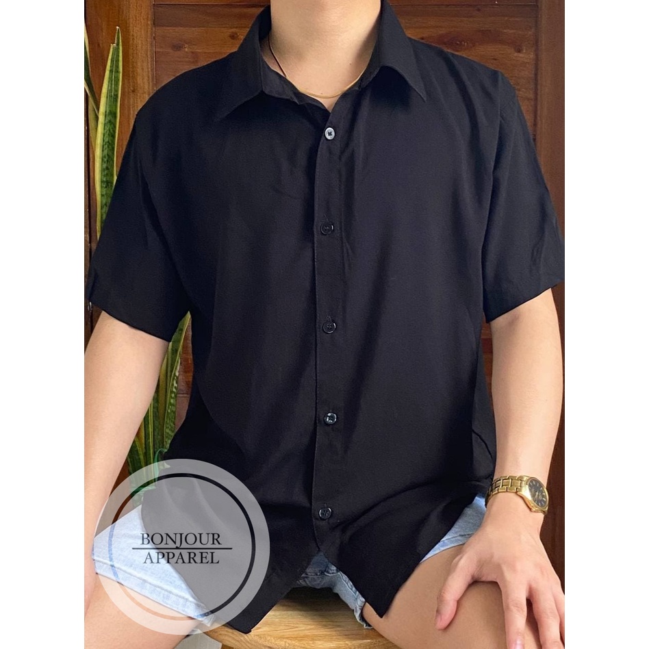 Black Plain Polo | Plain Polo Shirt | Button-down Plain Polo -- Bonjour | Shopee Philippines