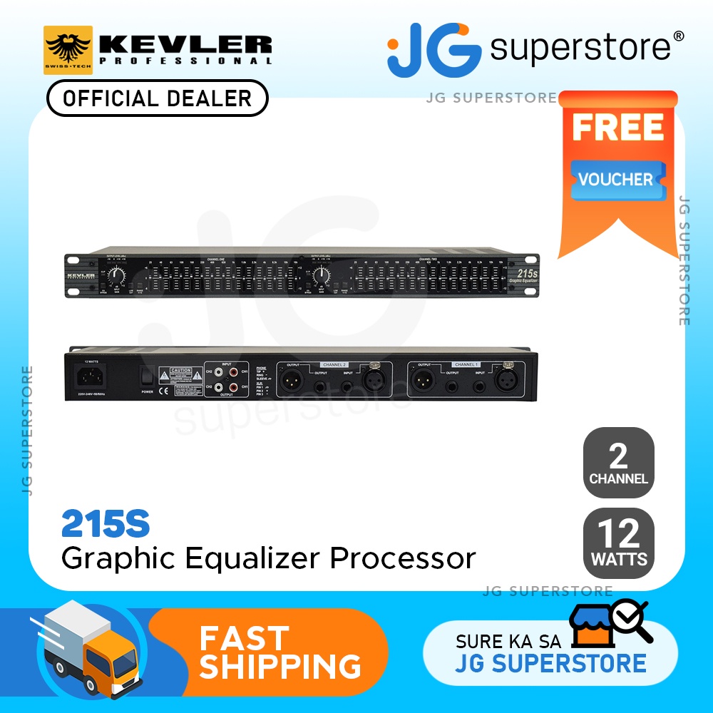 KEVLER 215S Professional Dual 15 Band Graphic Equalizer Processor w/ 2 Channel, 4-Segment LED ...