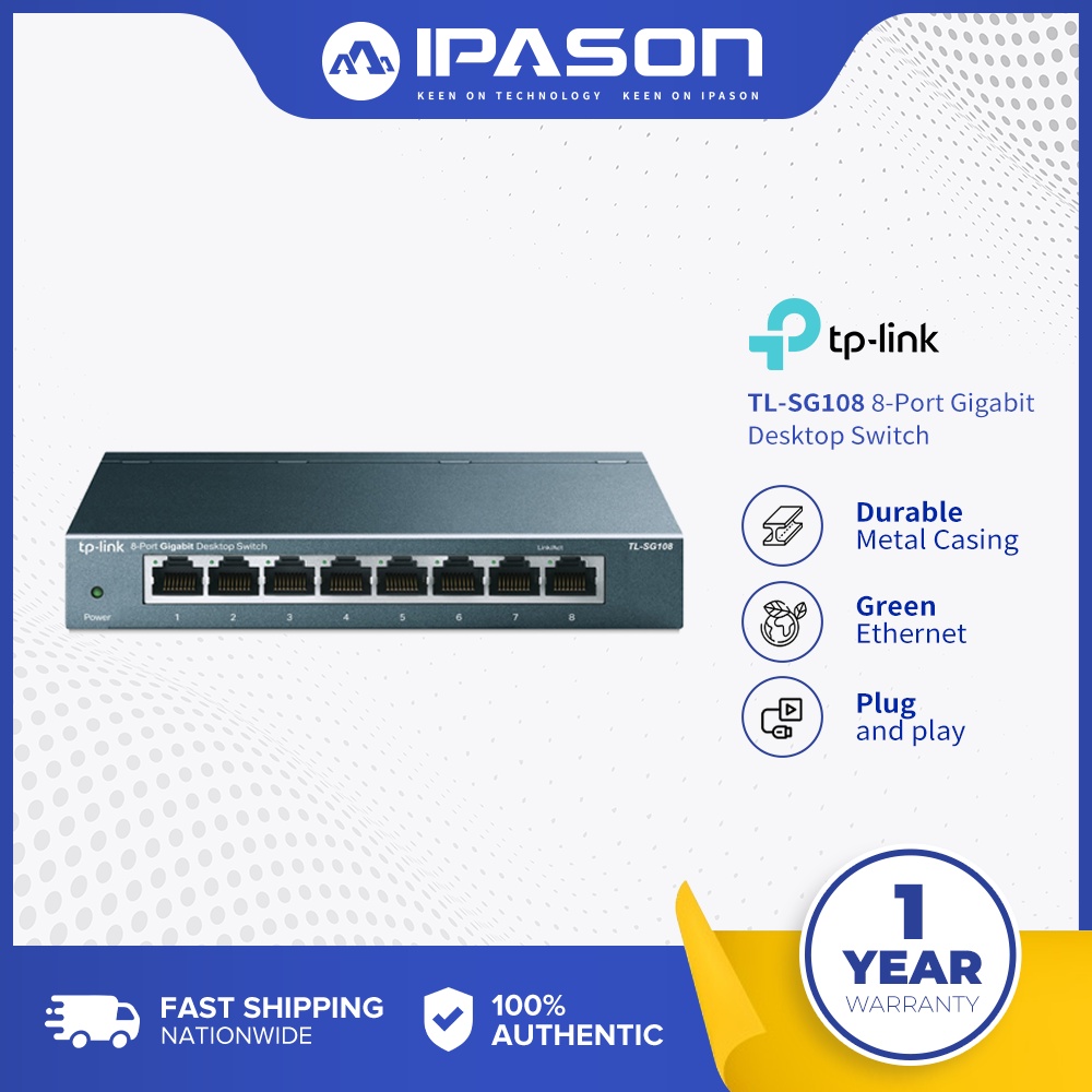 TP-Link TL-SG108 8-Port 10/100/1000Mbps Desktop Switch | Gigabit Ethernt Switch Hub 8 Port | TP ...