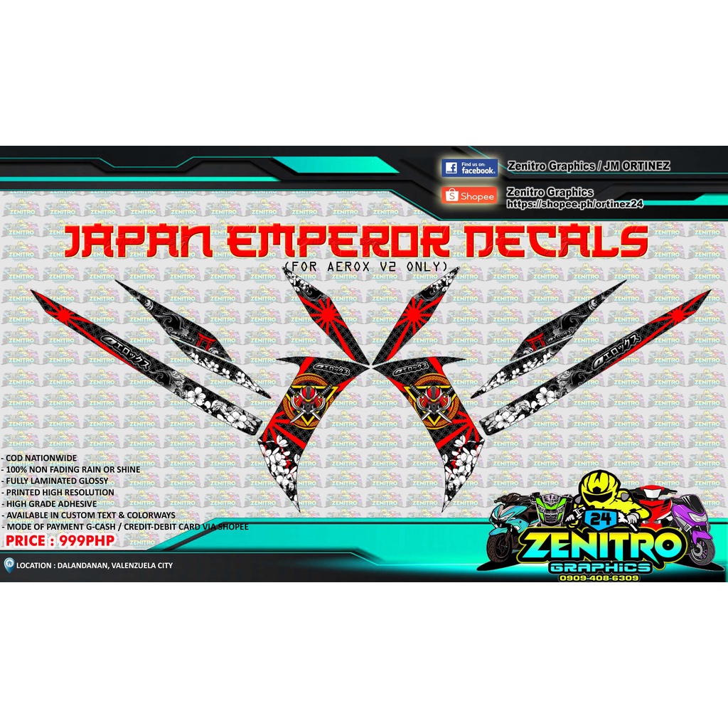 JAPAN EMPEROR DECALS FOR AEROX V2 | Shopee Philippines