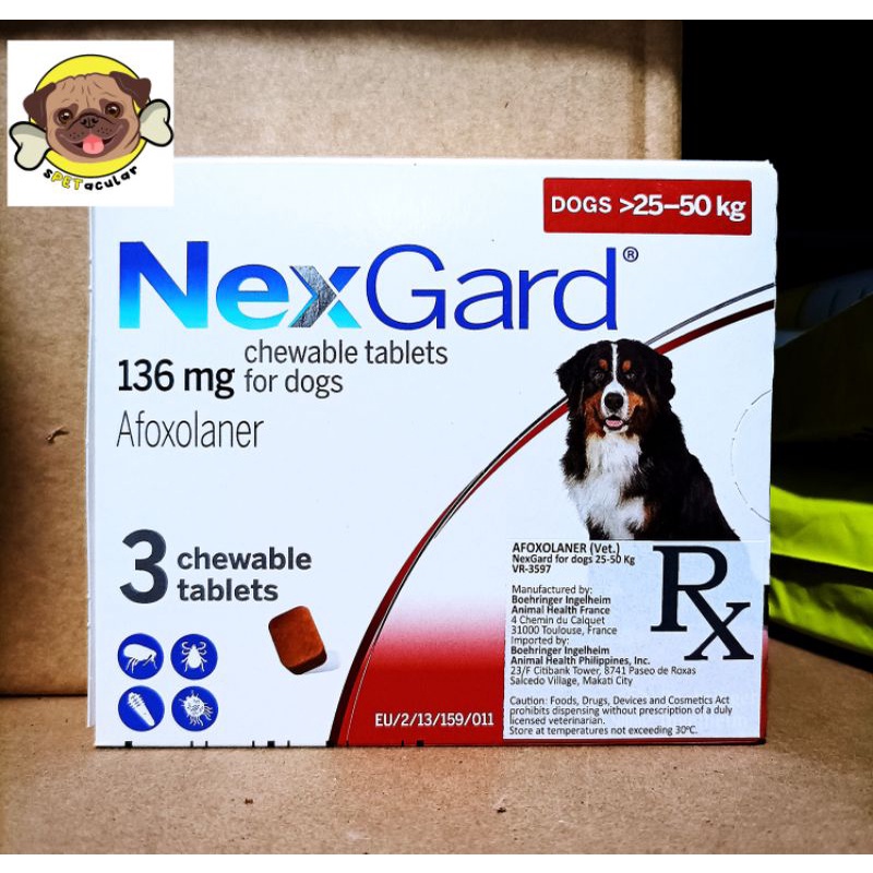 Nexgard chewable tablet 3pcs per box (for 25 to 50kg dogs) | Shopee ...