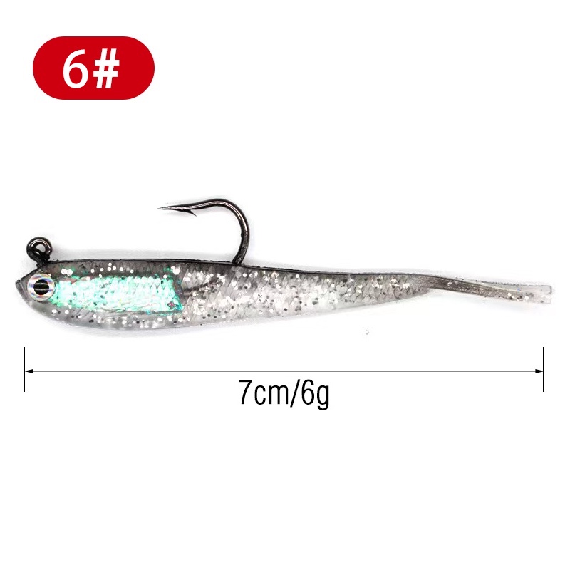Soft Plastic Lure 7cm/6g Split Tail Lead Fish Swimbaits With Hooks ...