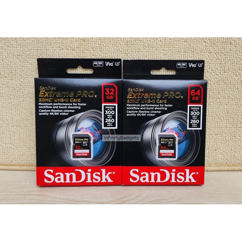 SanDisk Extreme Pro SDHC SDXC UHS-II 300MB/s R | 260MB/s Wr V90 8K Card Memory Card for DSLR ...