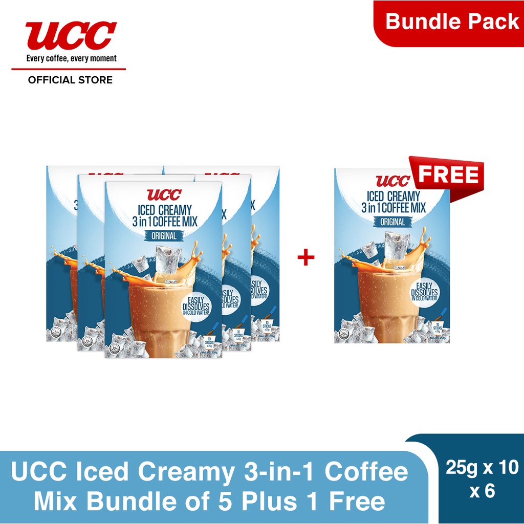 UCC Iced Creamy 3-in-1 Coffee Mix 25g x 10 (Bundle of 5) Plus 1 FREE ...