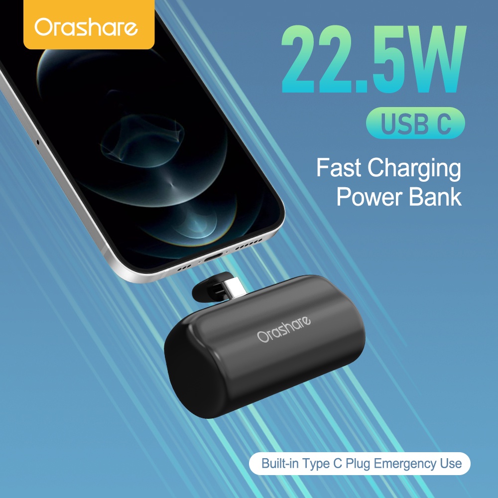 Orashare 5000mAh Portable Wireless Mini Powerbank Type C 22.5W Fast ...