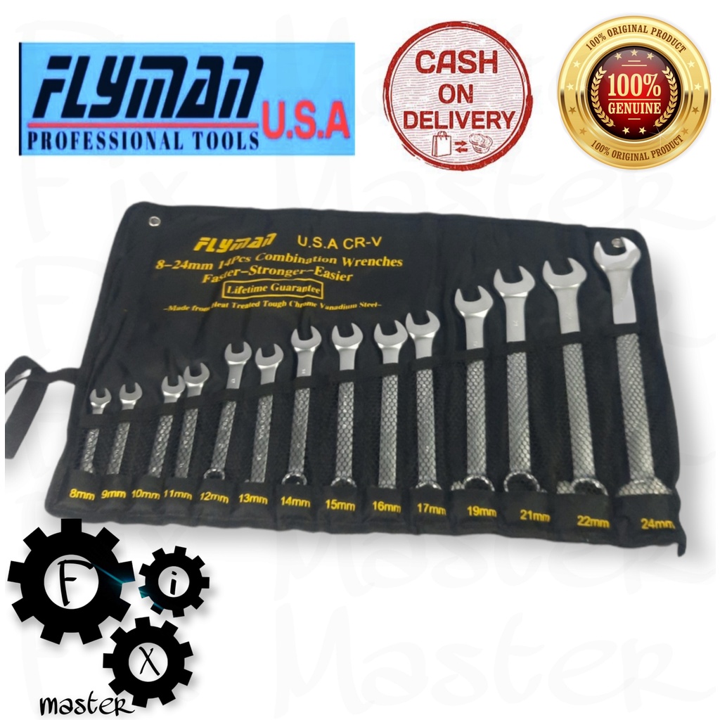 Flyman USA 14 Pcs. Combination Wrench Set ( 8-24mm ) | Shopee Philippines