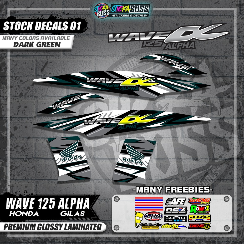 WAVE 125 ALPHA GILAS ( STOCK DECALS 01 )【WITH FREEBIES】 | Shopee ...