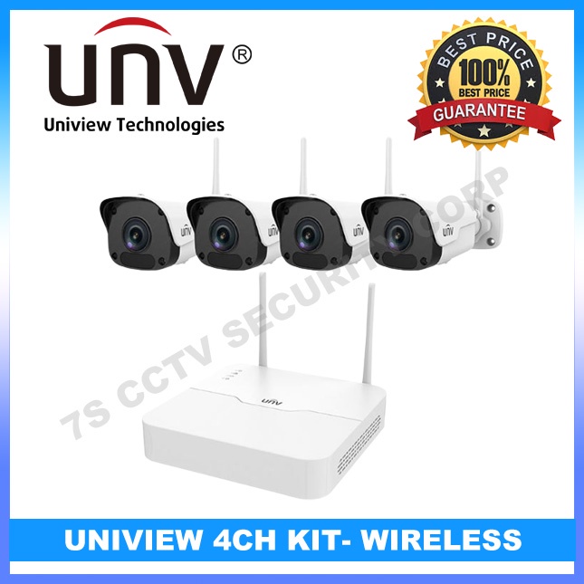 UNIVIEW 4CH 2MP CCTV WIRELESS KIT UNV KIT/301-04LB-W/4*2122SR3-F40W-D ...