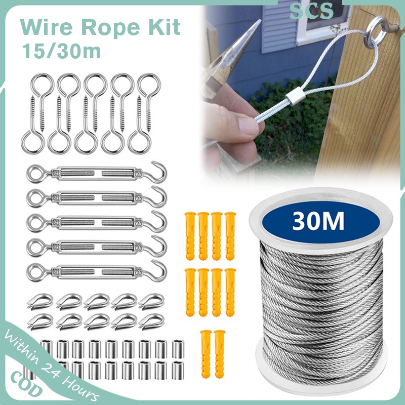 15/30m Wire Rope Kit Turnbuckle Wire Tensioner Kit,for Cable Railing, Garden Wire | Shopee ...