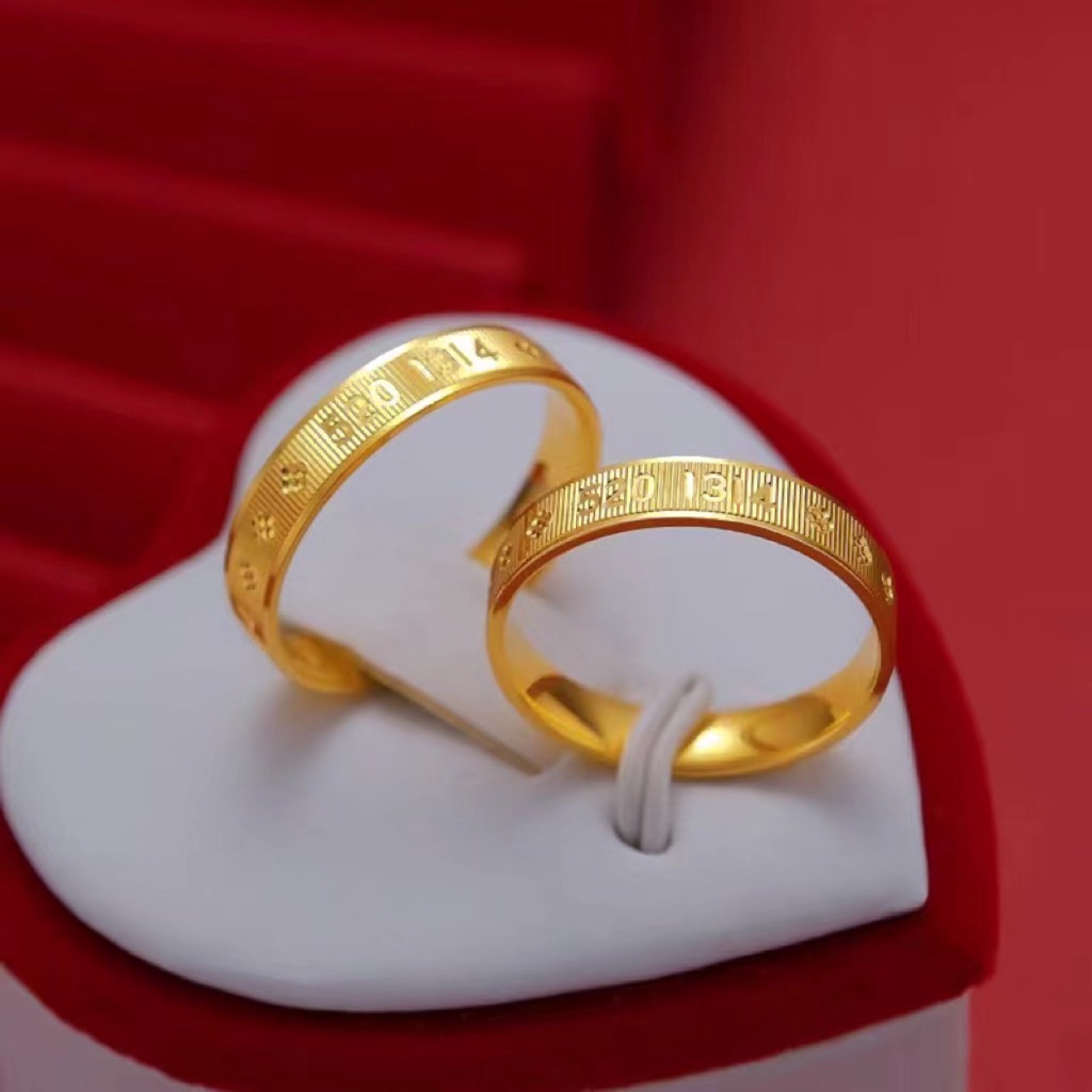 Original 18K Saudi Gold Pawnable 520 Couple Ring 1314 Confession ...