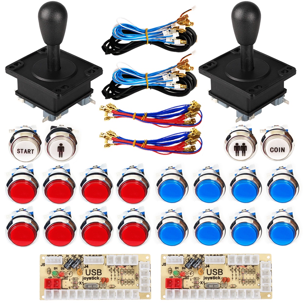 2 Player Arcade Kit diy game with Zero Delay USB encoder HAPP Joysticks 33mm LED push button ...