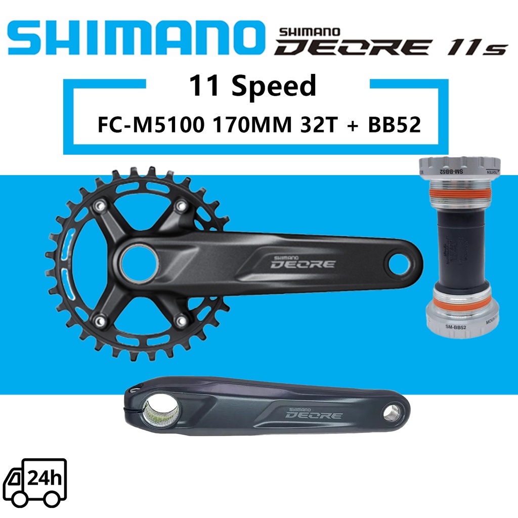 SHIMANO DEORE FC M5100 1x11 speed MTB Crankset Q-factor Chain Link 1x11 Speed 11s with BB52 ...