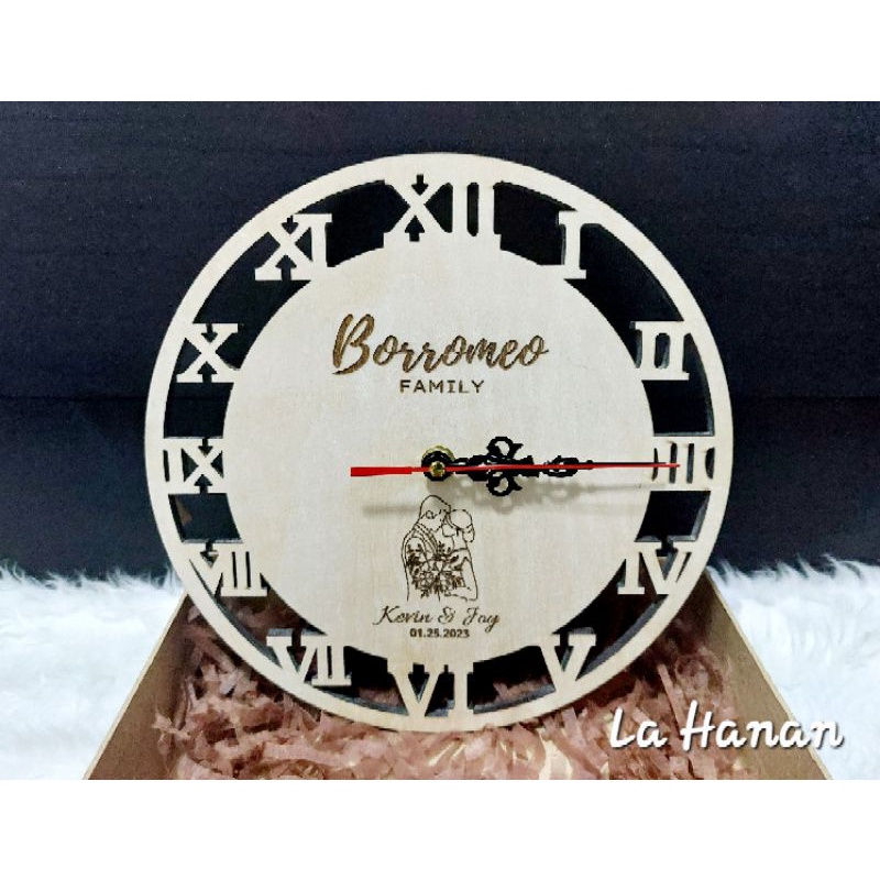 Wood Wall Clock Roman Engrave Souvenir | Shopee Philippines