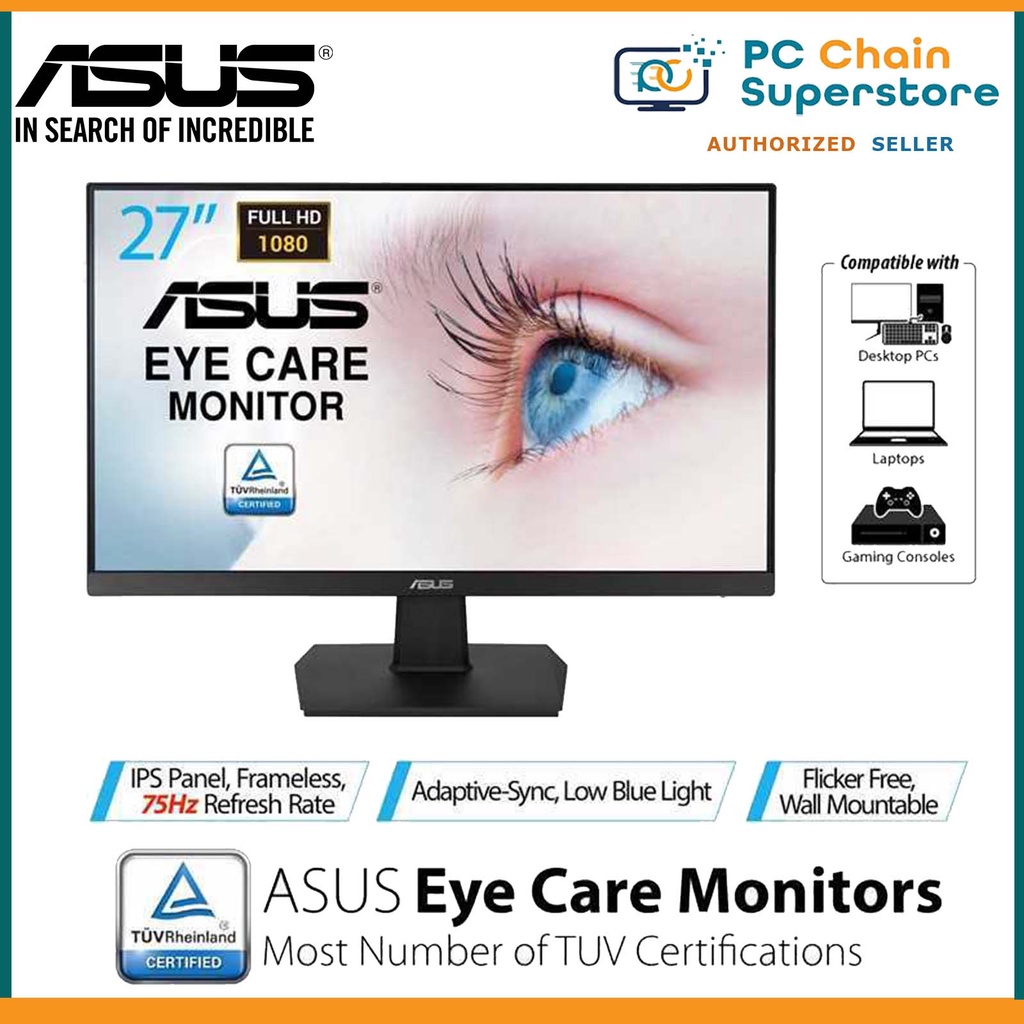 ASUS VA27EHE Eye Care Monitor – 27" Full HD IPS Frameless | 75Hz ...