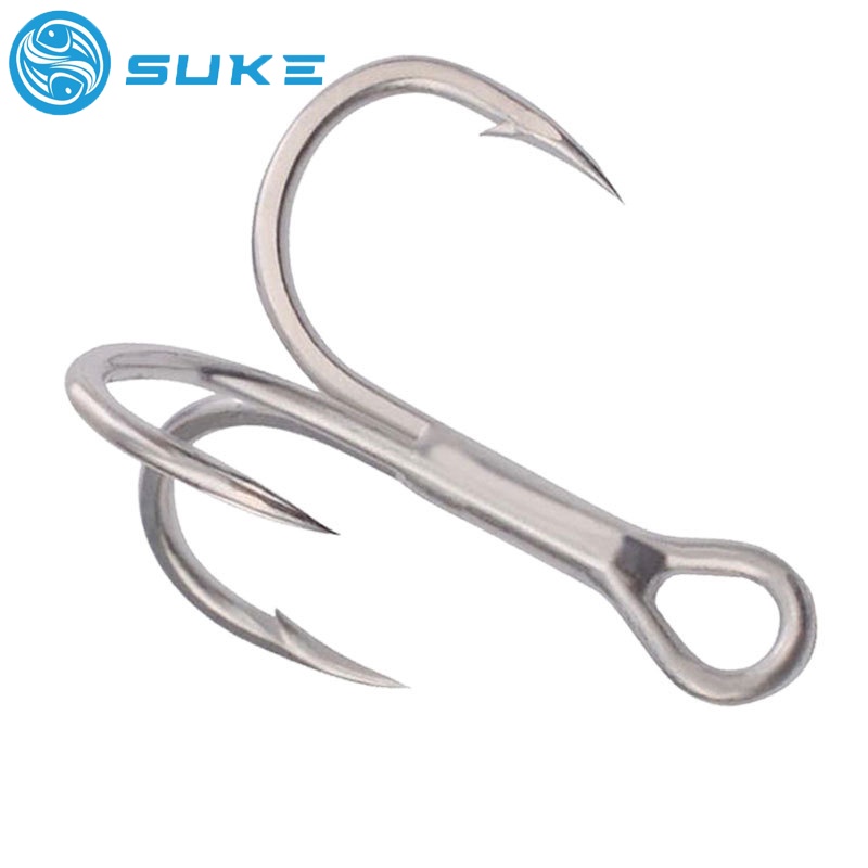 SUKE 20PCS Fishing Hook Stainless Steel Fishing Treble Hook High Carbon ...