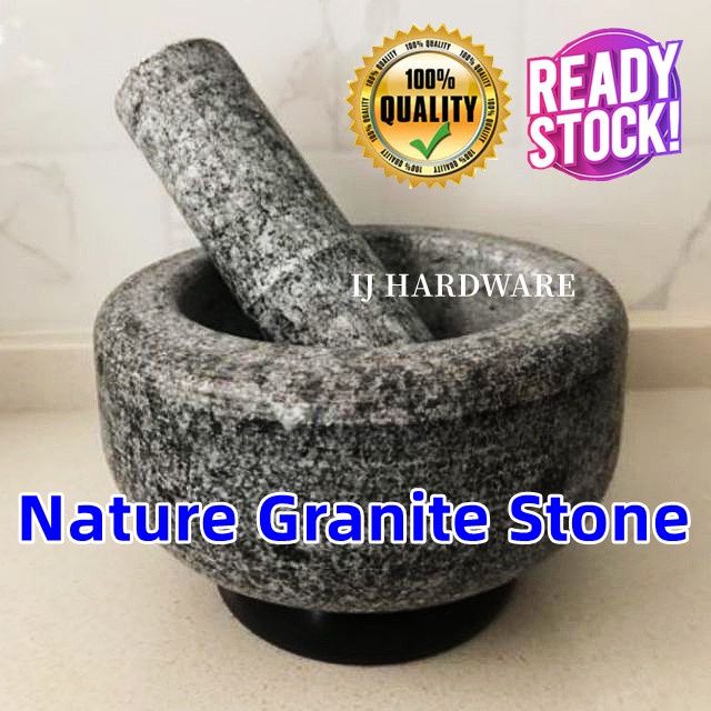 STONE MORTAR AND PESTLE / LESUNG BATU Granite Stone Mortar and pestle ...