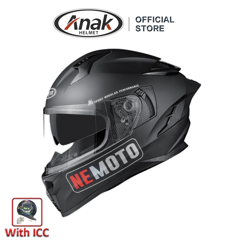 NEVA Dual Lens Full Face Helmet Motorcycle DOT Approved With ICC Sticker spoiler Man Women ...