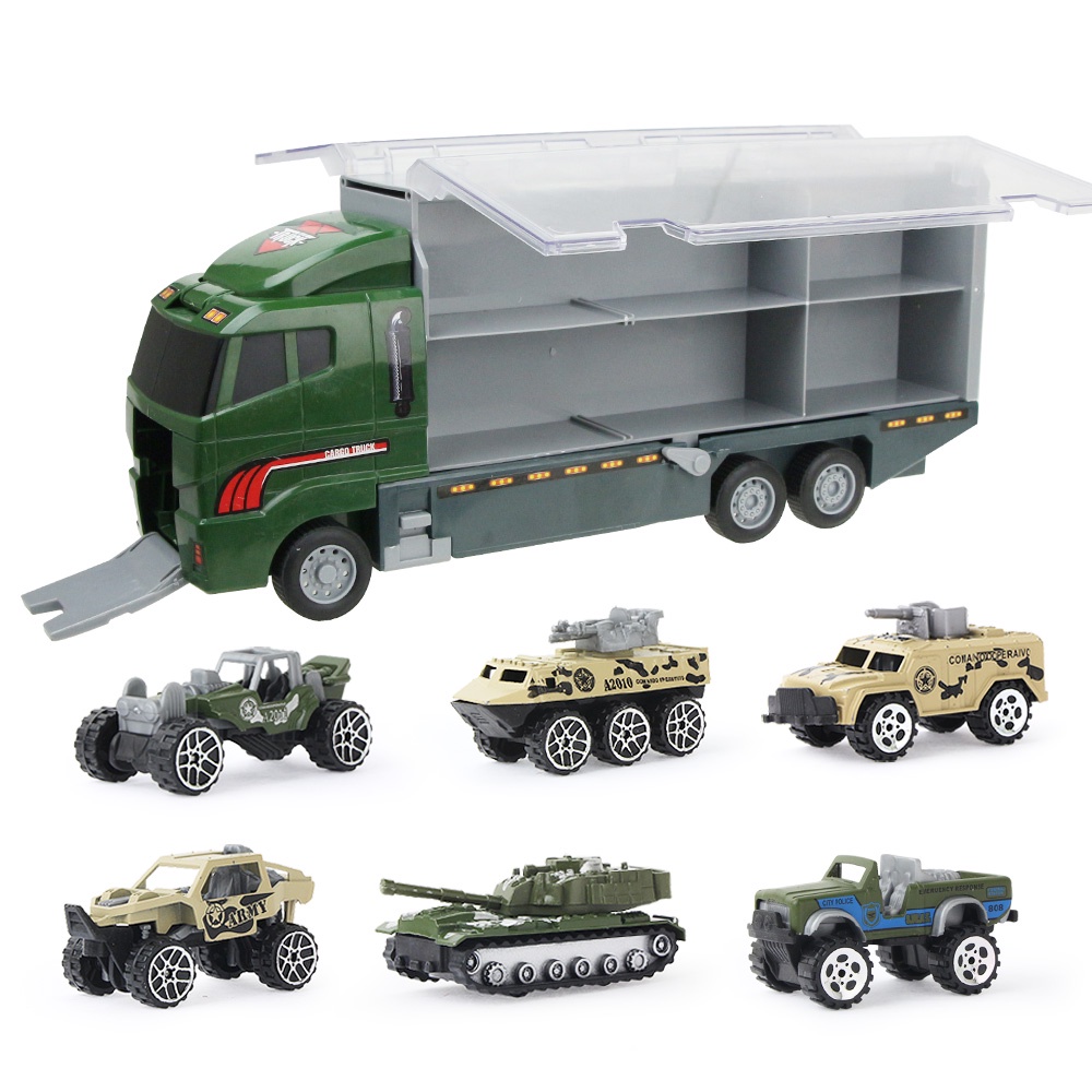 7 in 1 Die-cast Military Toy Truck with Mini Military Vehicles in Big ...