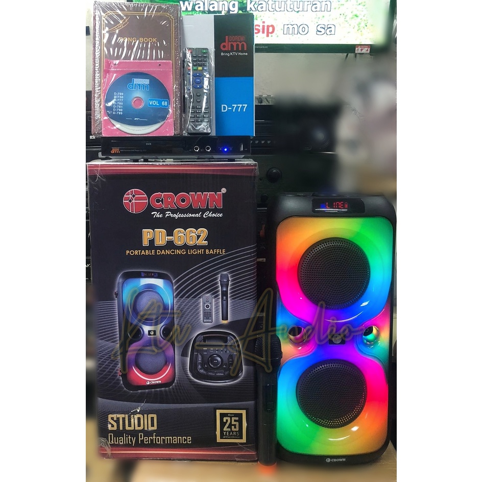 CROWN PD-662 Portable Speaker with Dancing Light Baffles w/ Player D777 ...