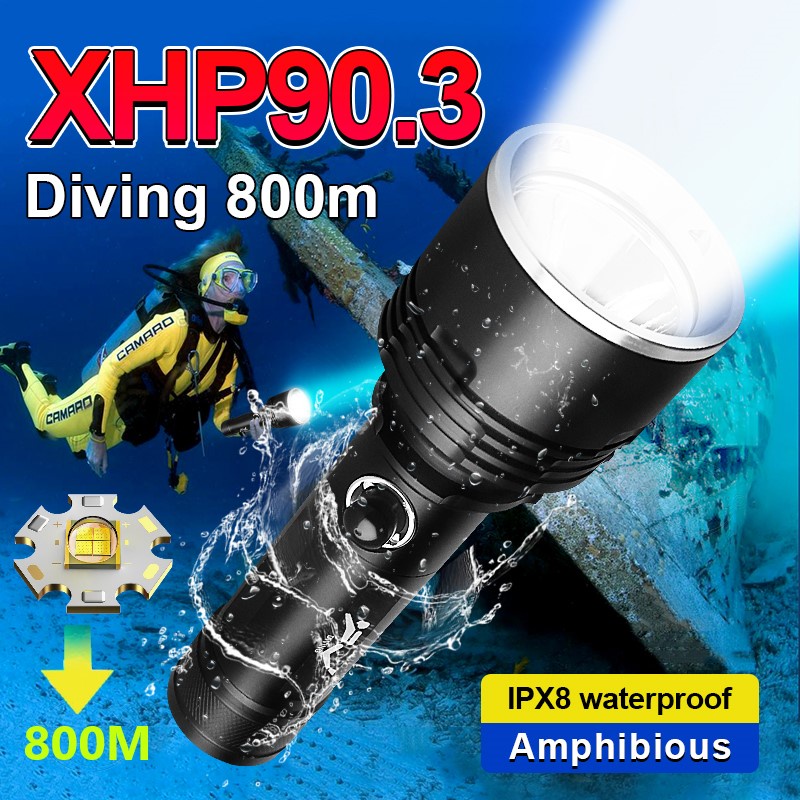 Super XHP90.3 Powerful Diving Flashlight IPX8 Waterproof Scuba Dive Led ...