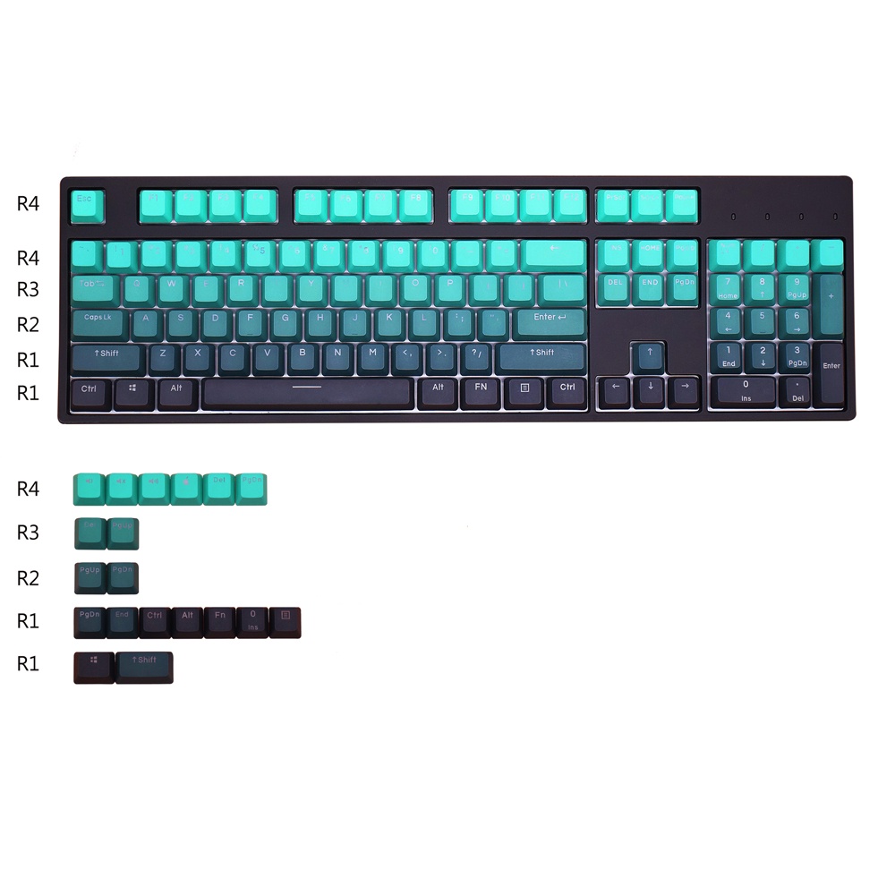 Cyan Gradient Keycaps OEM Profile Backlit Transparent Keycap PBT Side ...