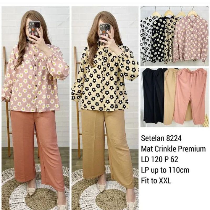 Kayana adult Mat crincle flower suit / tunic suit / adult crincle suit ...