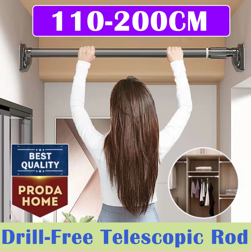 Telescopic Clothing Rod Punch-free Adjustable Shower Curtain Rods And ...