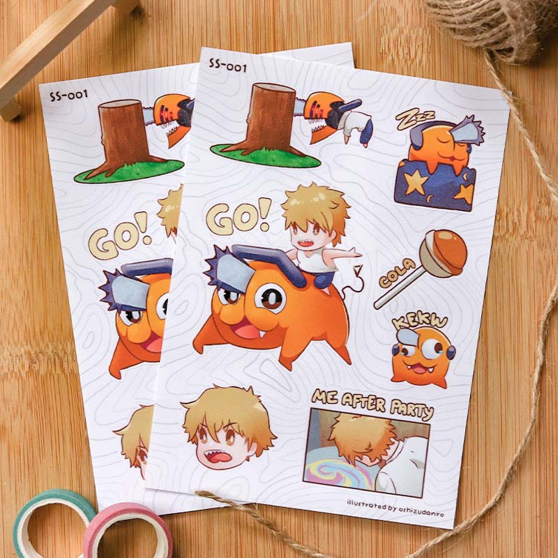 Chainsaw Man Denji x Pochita Anime Waterproof Sticker Sheet by ...