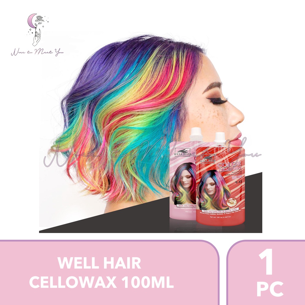 Well Hair Cello Wax Hair Dye 100ml Safe and Non-Irritating Temporary ...