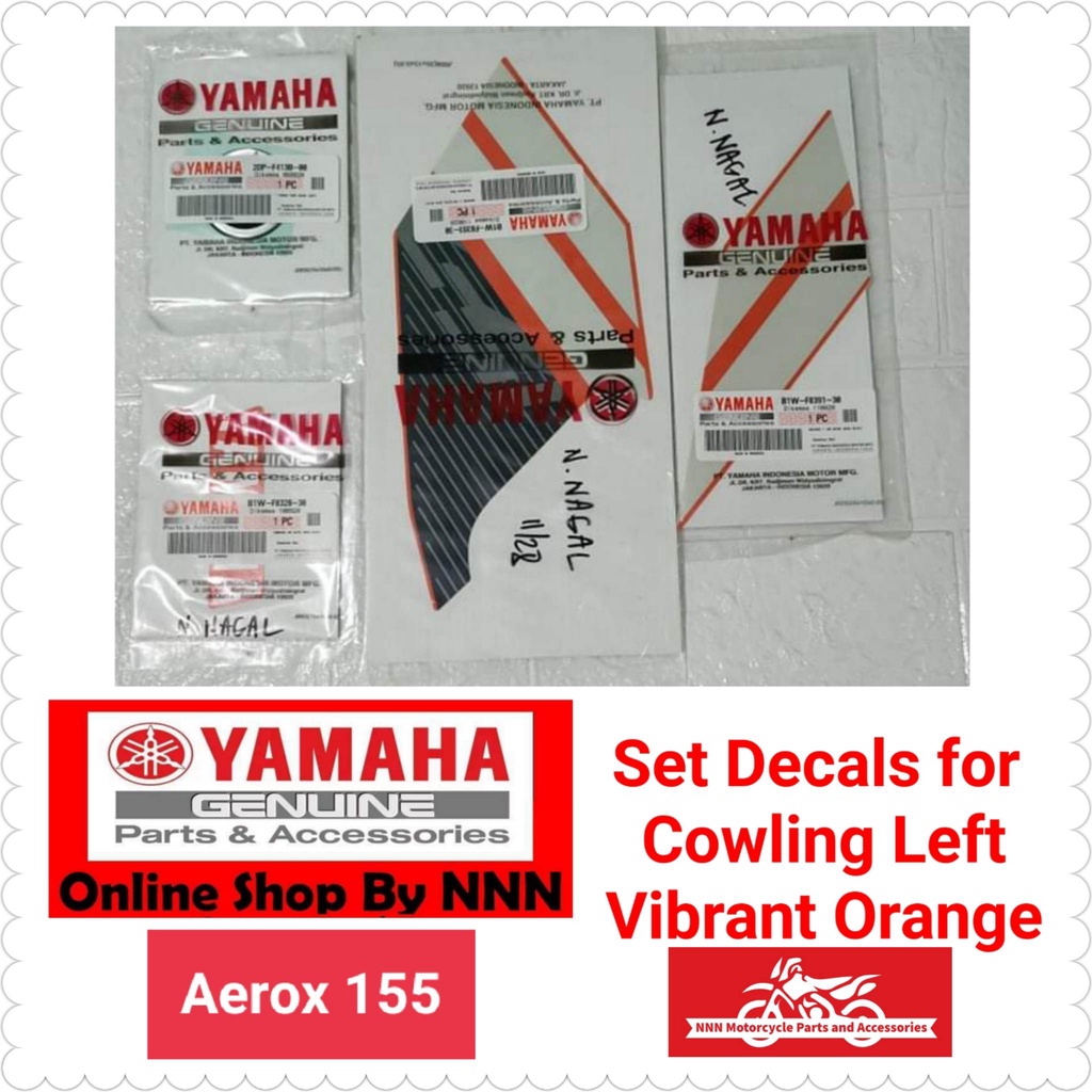 SET DECALS FOR COWLING (VIBRANT ORANGE) AEROX V1 YAMAHA GENUINE PARTS ...