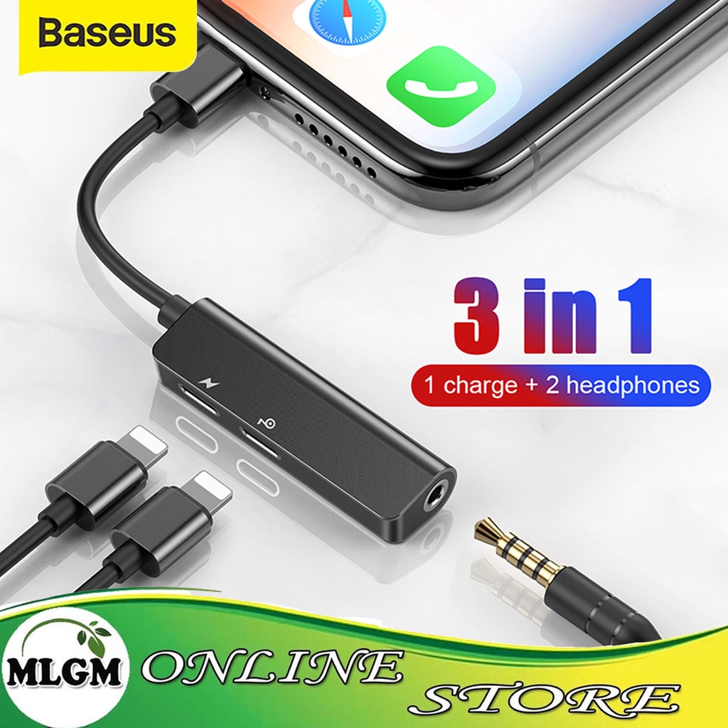 Baseus L52 Audio Converter 3 in 1 iP Male to Dual iP & 3.5mm Female ...